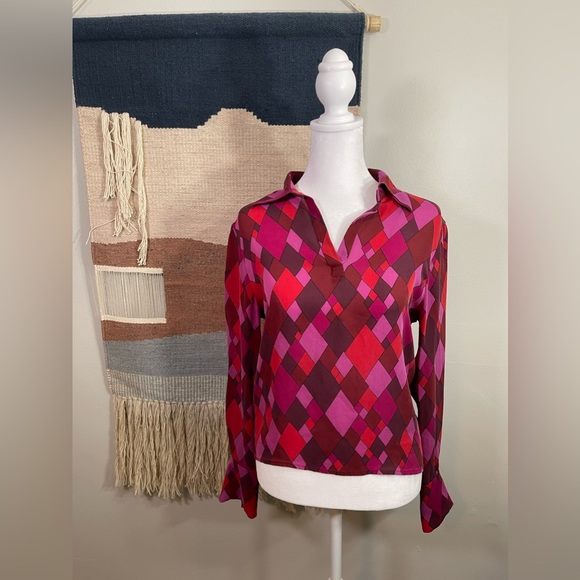 Rena Rowan | Tops | Vintage Rena Rowan Retro Boho 0 Silk Blouse 4 ...